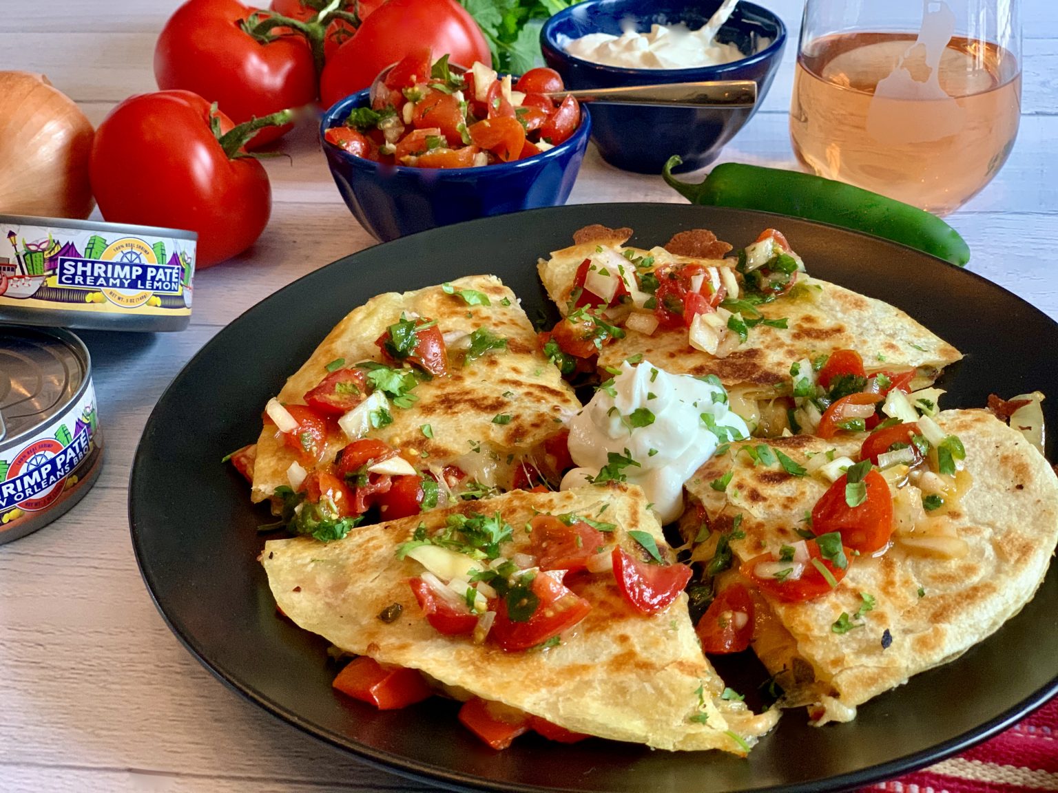 OCEANS 97 SHRIMP PATE QUESADILLAS - Dish off the Block