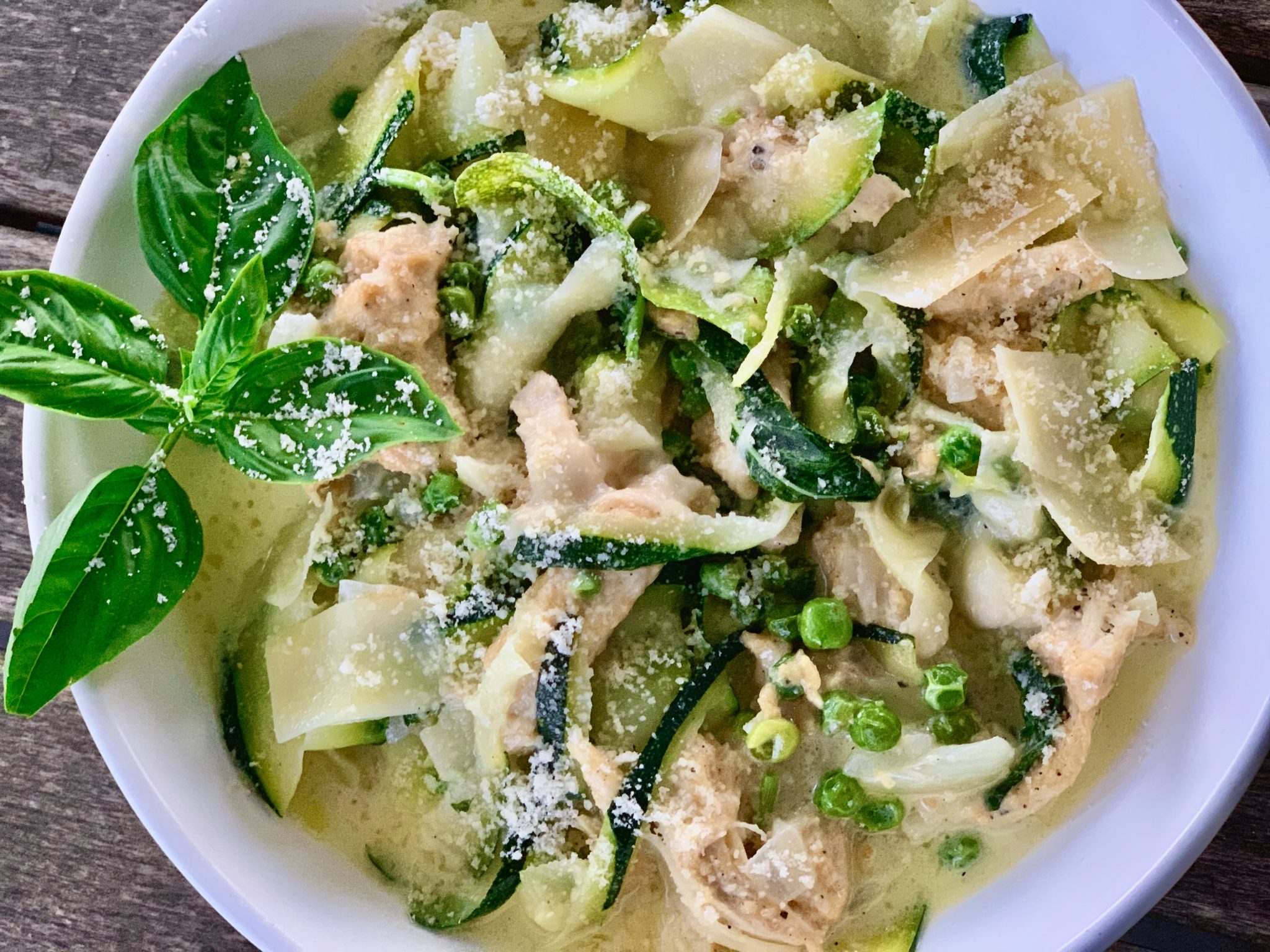 CHICKEN ALFREDO OVER ZUCCHINI PAPPARDELLE - Dish off the Block