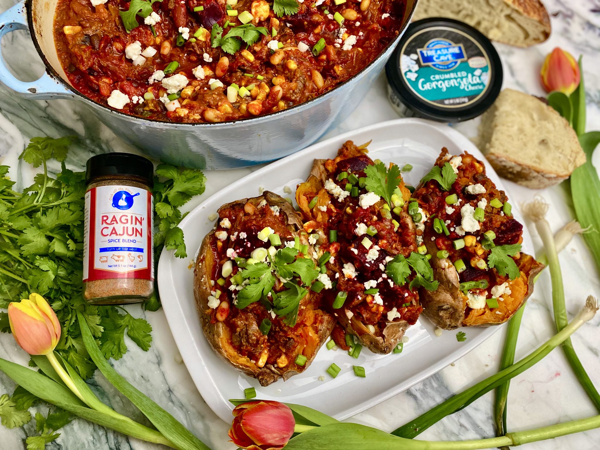 RAGIN CAJUN SHORT RIB, BEET, AND BUTTERNUT CHILI OVER GORGONZOLA SWEET ...