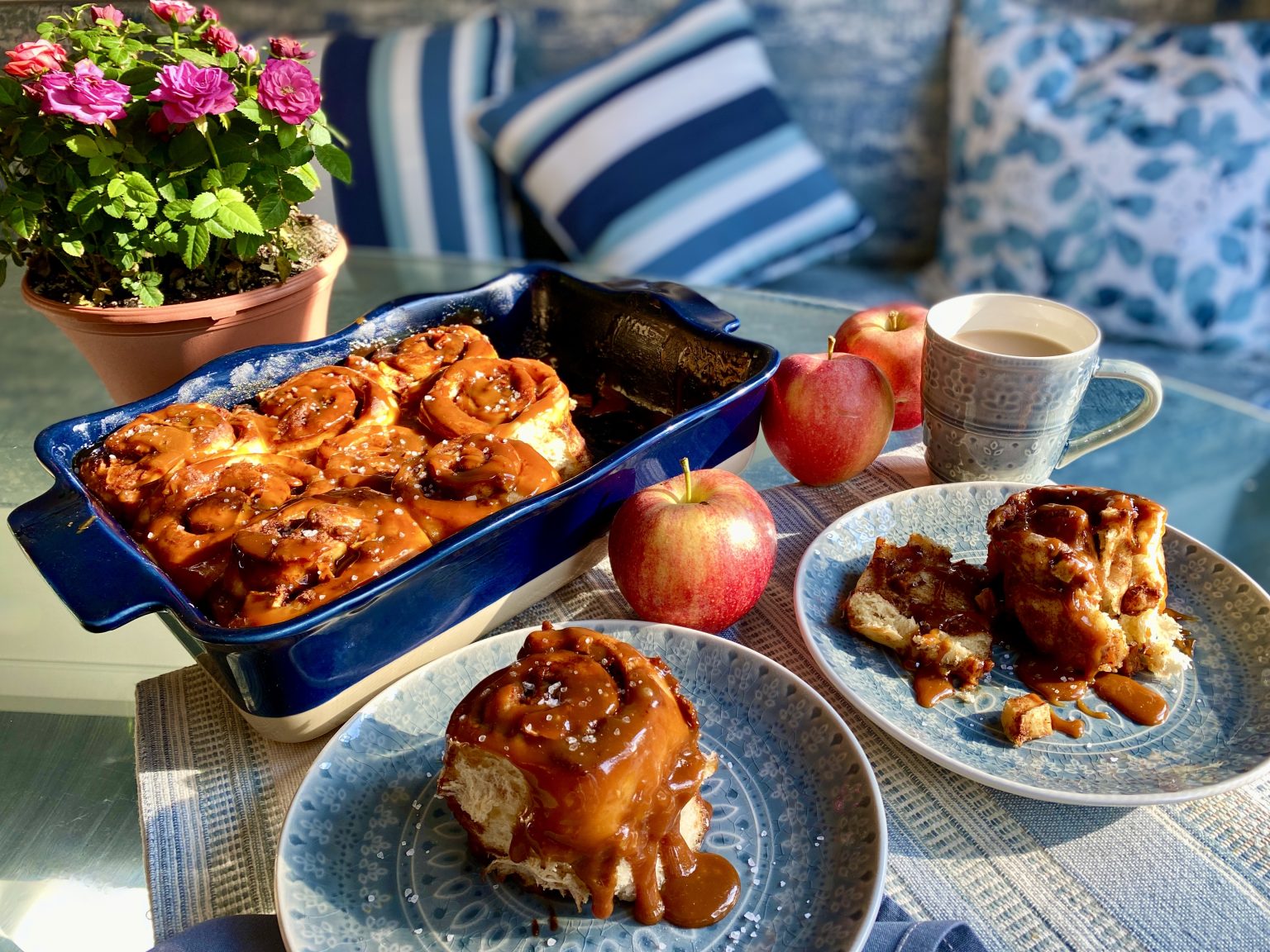 SALTED CARAMEL APPLE STICKY BUNS - Dish off the Block