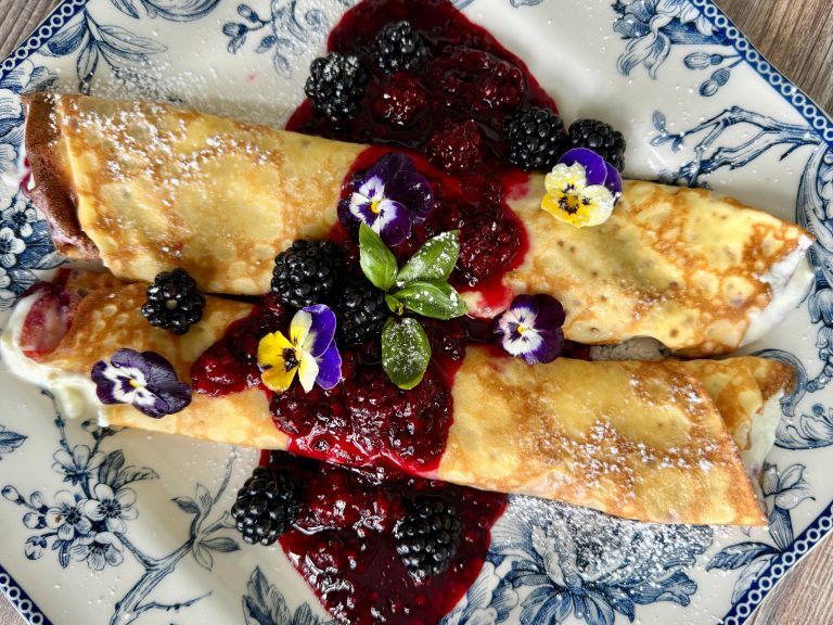 LEMON RICOTTA CREPES WITH BLACKBERRY SAUCE - Dish off the Block