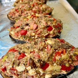 EGGPLANT BOATS STUFFED WITH LAMB AND VEGGIES - Dish off the Block