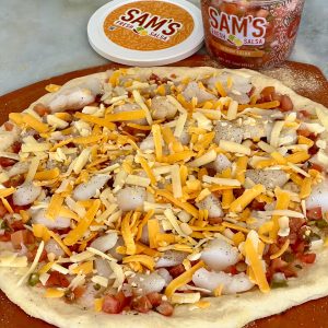 SCALLOPS AND BACON 'DANCE THE SALSA' PIZZA - Dish off the Block