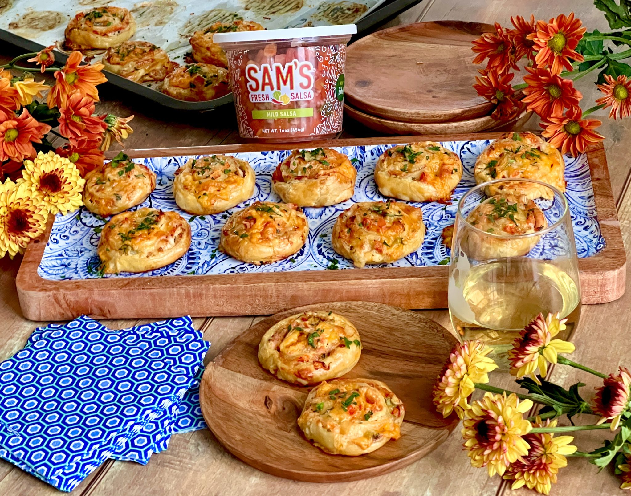 CHEESY SALSA PINWHEEL PUFFS - Dish off the Block