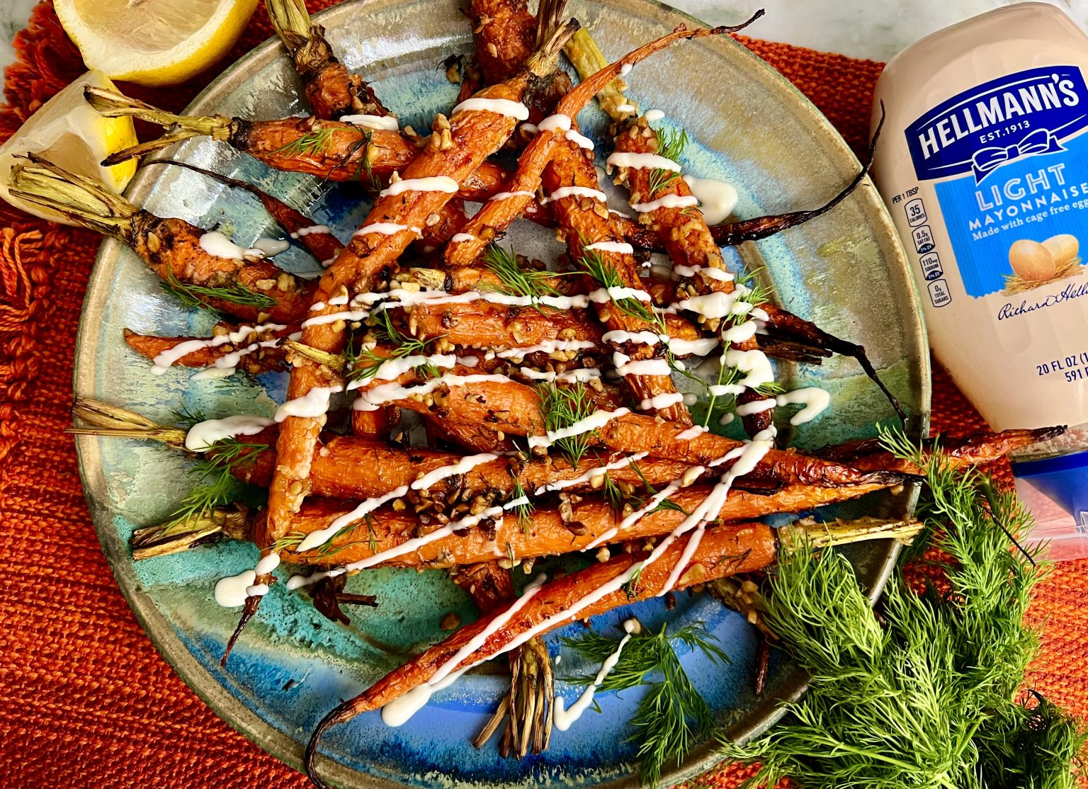 DILLY ROASTED CARROTS WITH WALNUTS AND LEMON AIOLI - Dish off the Block