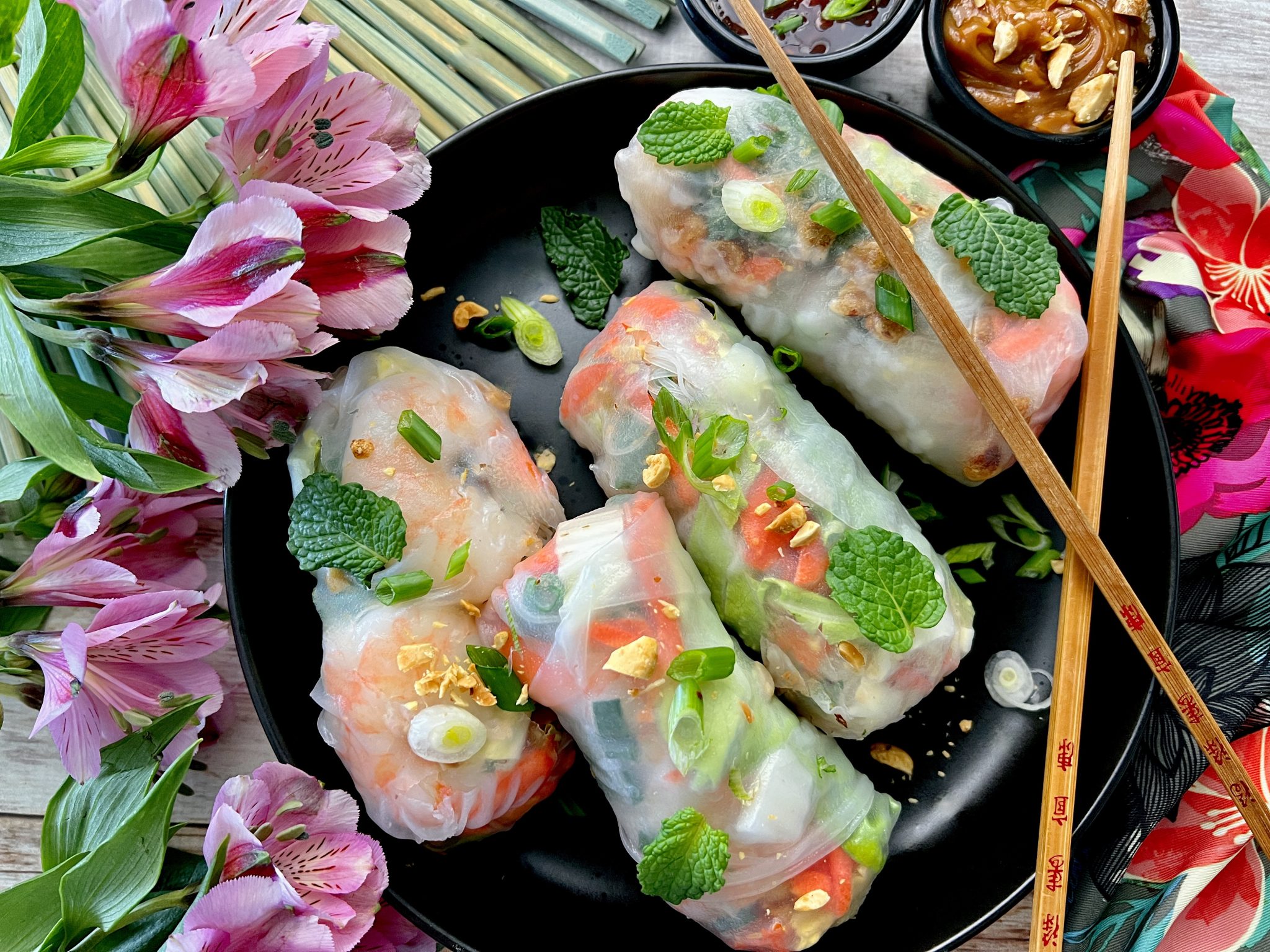 SPRING ROLLS WITH PEANUT DIPPING SAUCE - Dish off the Block