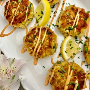 MINI CRAB CAKE BITES WITH REMOULADE DRIZZLE - Dish off the Block