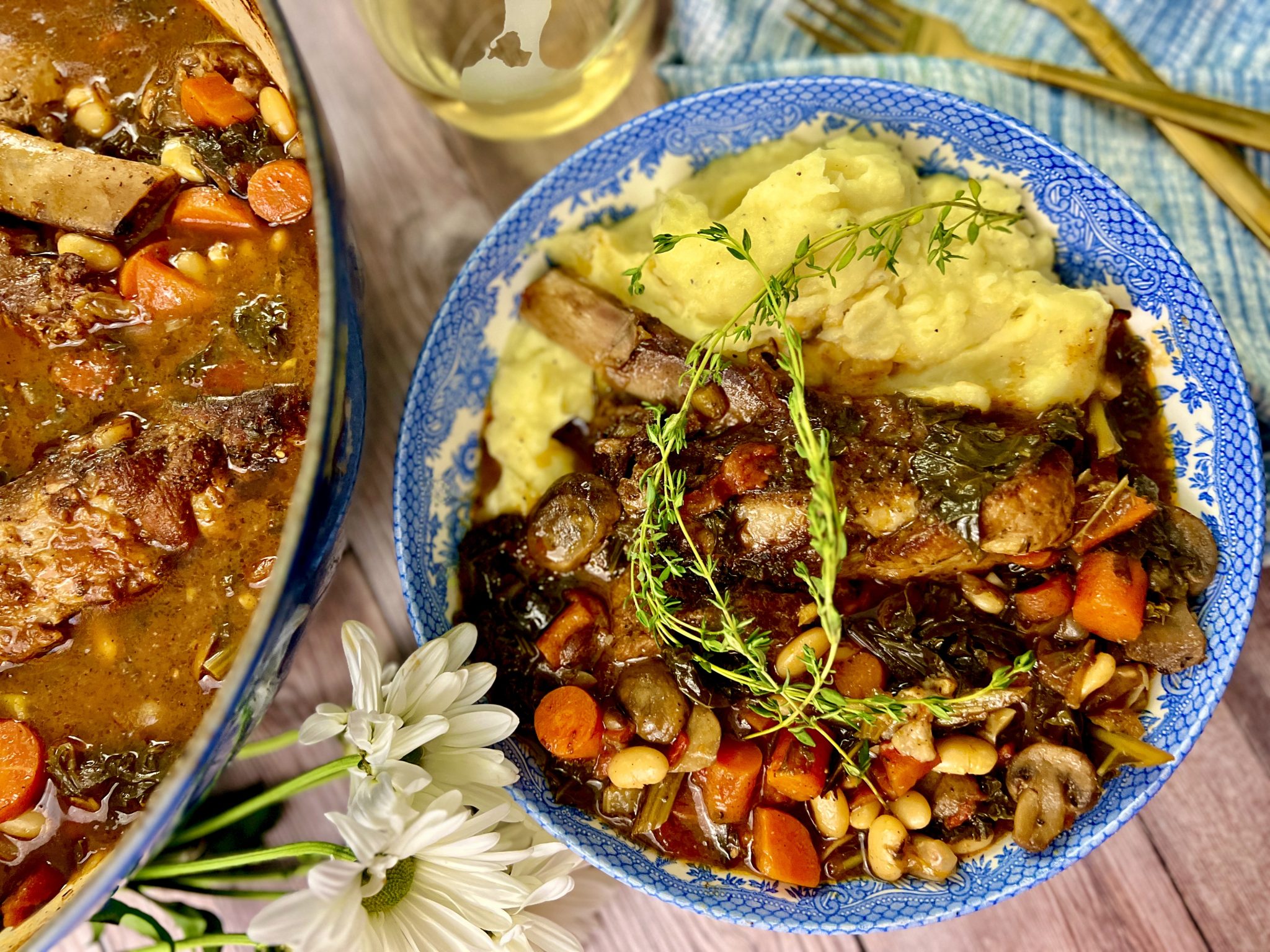 BRAISED PORK RIB RAGOUT WITH BEANS AND KALE - Dish off the Block