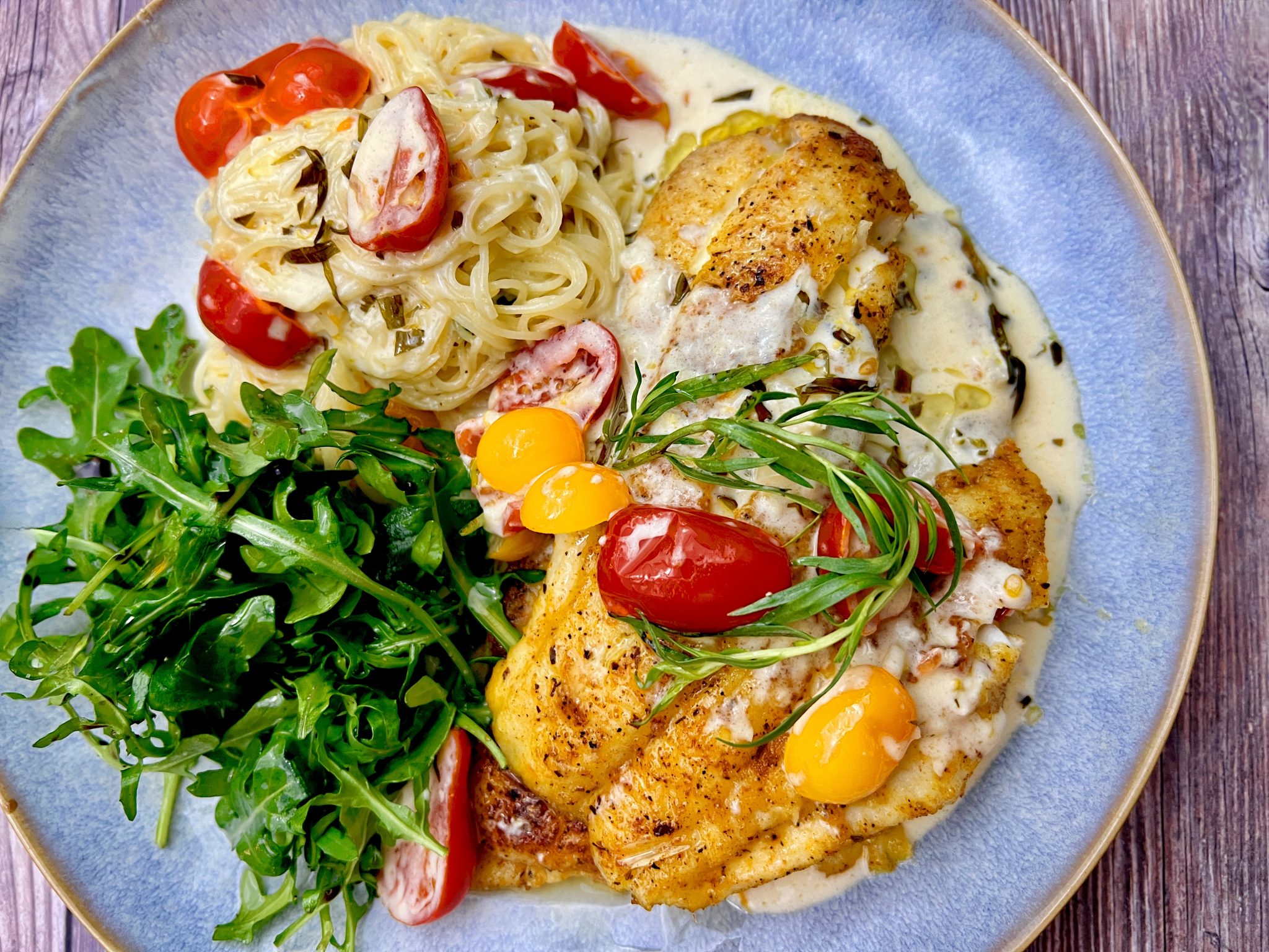 SUPERBLY HERBY MIAMI HOGFISH IN LEMON TARRAGON CREAM SAUCE WITH ANGEL ...