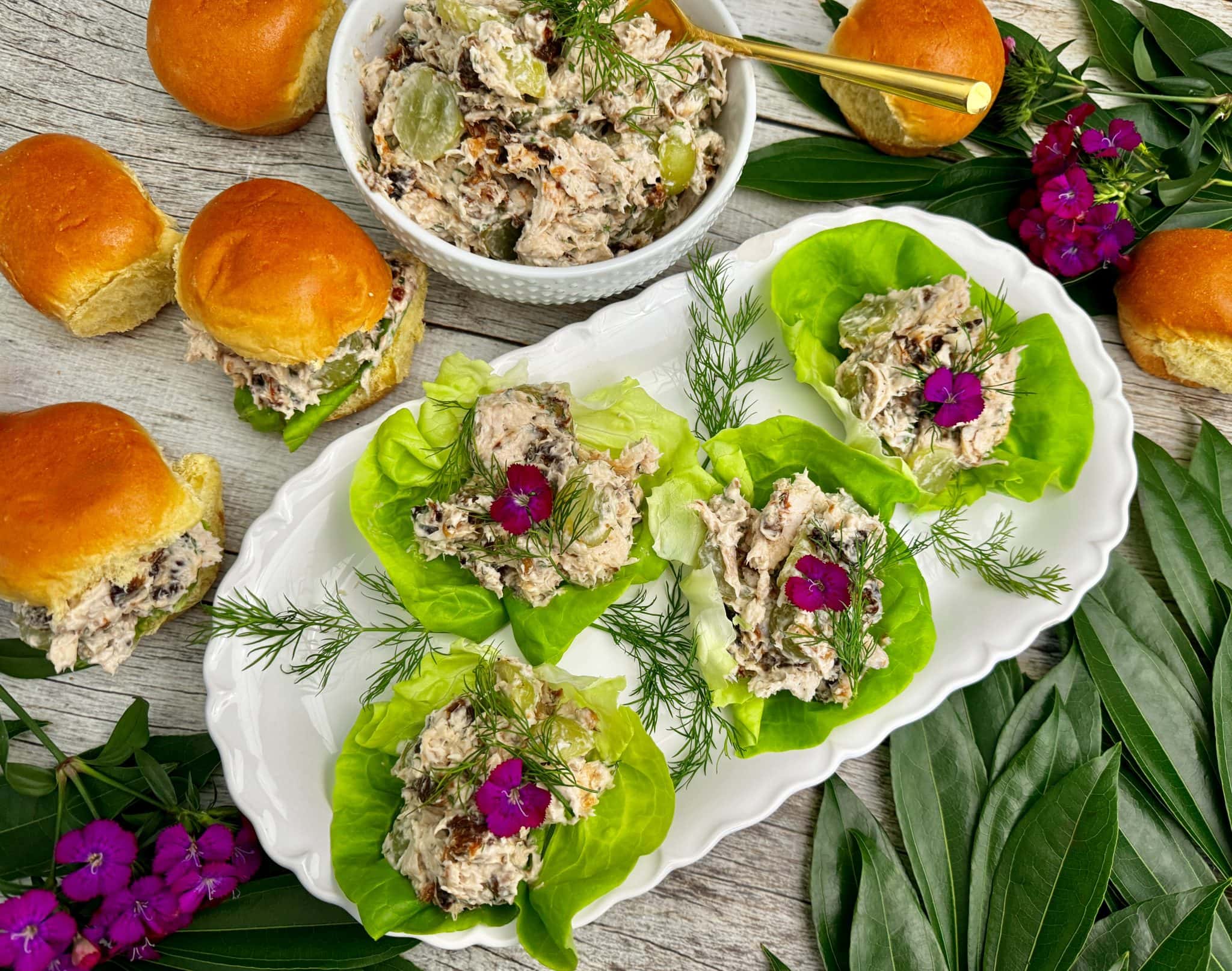 DILLY CHICKEN SALAD WITH PRUNES, GRAPES, AND WALNUTS - Dish off the Block